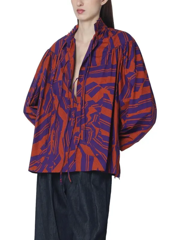 Dries Van Noten Printed Cotton Poplin Shirt - Orange