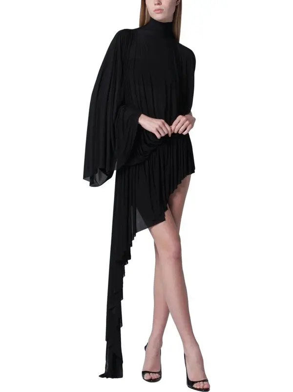 FRANCESCO MURANO Asymmetric Hem Turtleneck Dress - Black