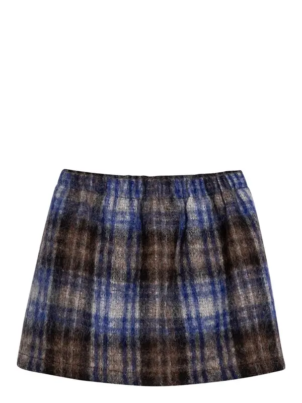 DOUUOD Checked Wool Blend Skirt - Multicolor