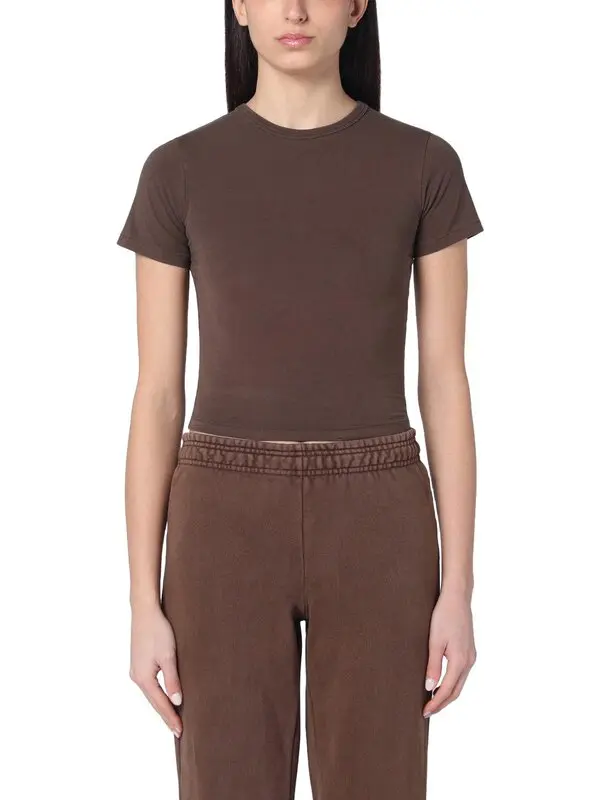 ENTIRE STUDIOS Cropped Cotton T-shirt - Brown