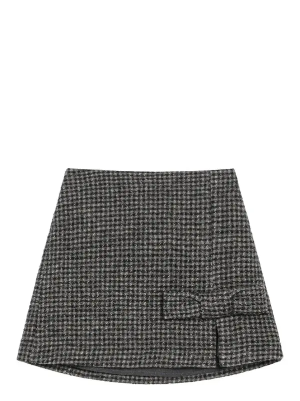 DOUUOD Checked Wool Skirt With Bow Detail - Multicolor