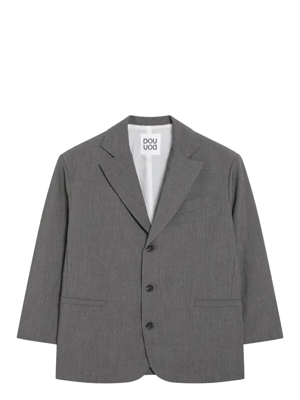 DOUUOD Single-breasted Jacket With Classic Lapels - Grey