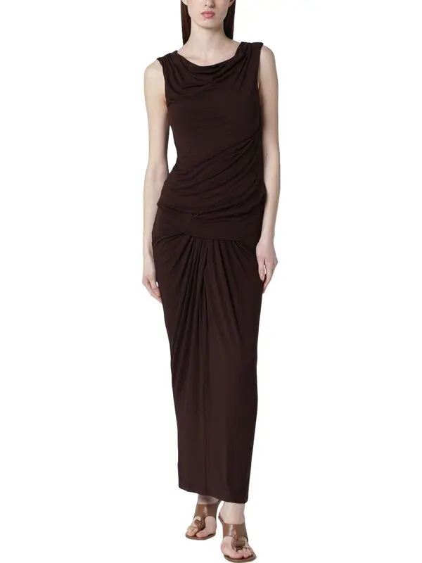 ENTIRE STUDIOS Sleeveless Draped Maxi Dress - Brown