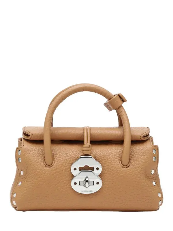 ZANELLATO Grained Leather Top Handle Bag With Twist Lock Buckle - Brown