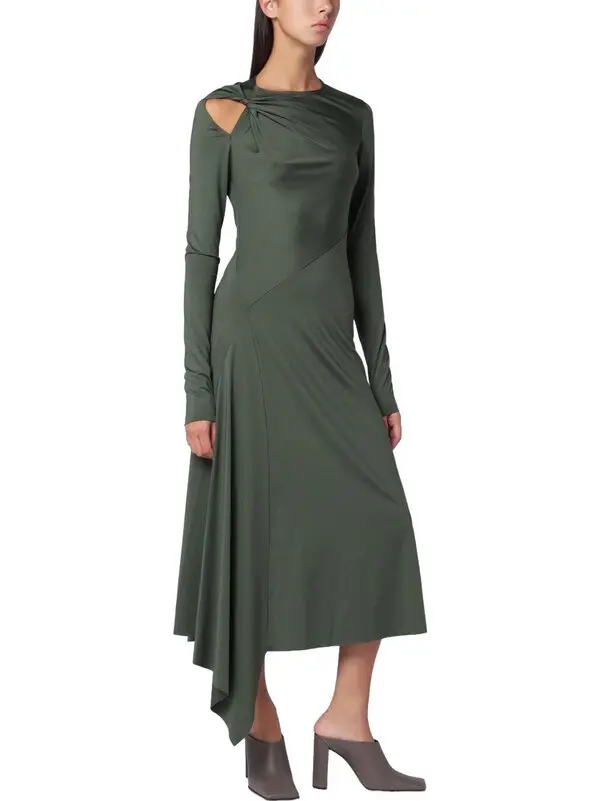 Victoria Beckham Long Sleeve Midi Dress With Interlace Detail - Green