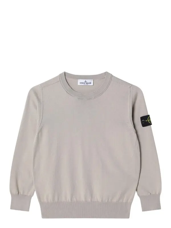 Stone Island Cotton Crewneck Sweater With Compass Logo Patch - Grey