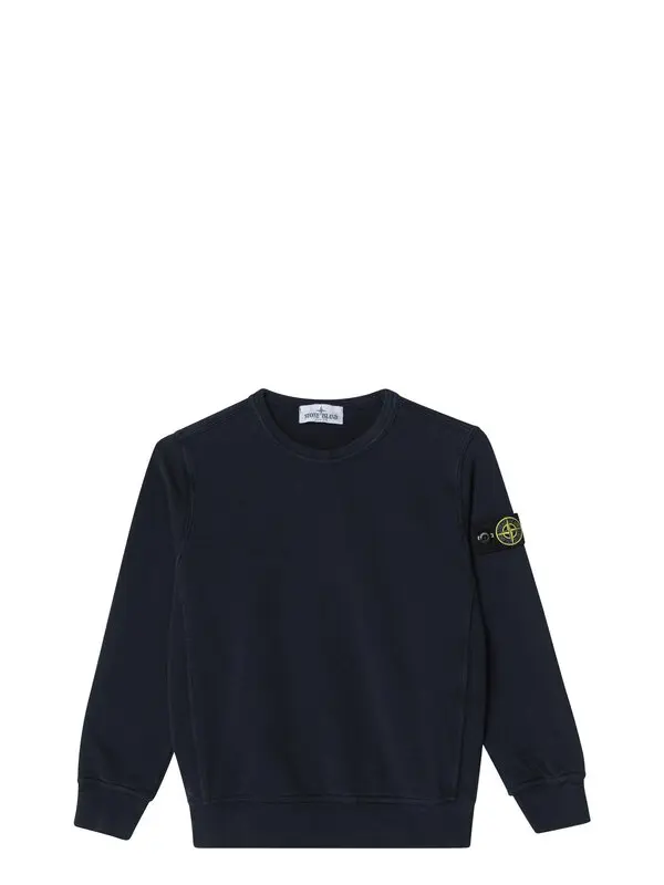 Stone Island Cotton Crewneck Sweatshirt With Compass Logo Badge - Blue