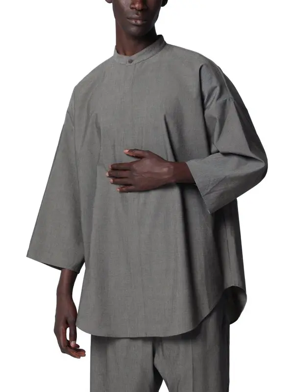 Fear Of God Relaxed Mandarin Shirt In Wool Blend - Grey