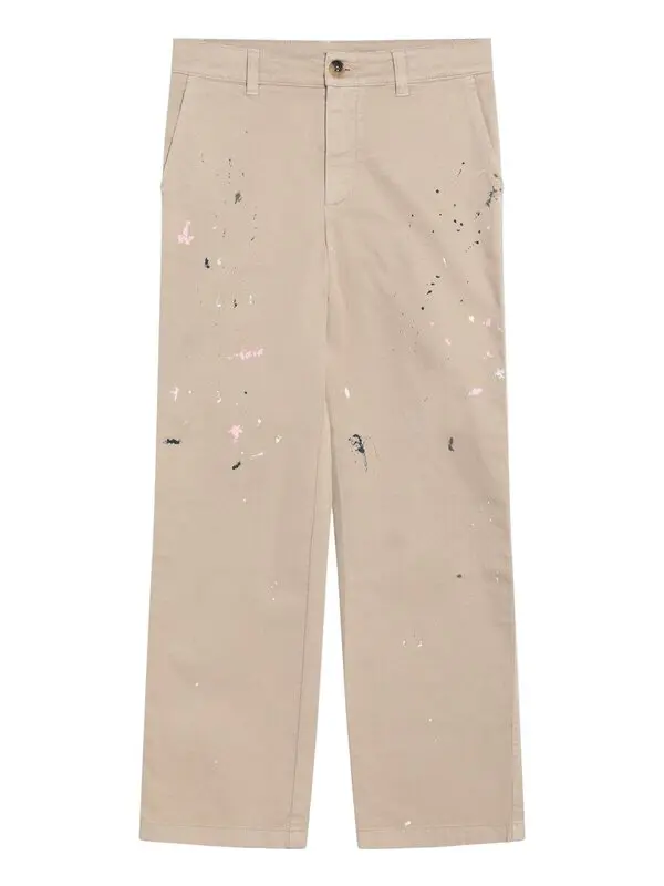 GOLDEN GOOSE Cotton Splatter Detail Trousers - Beige