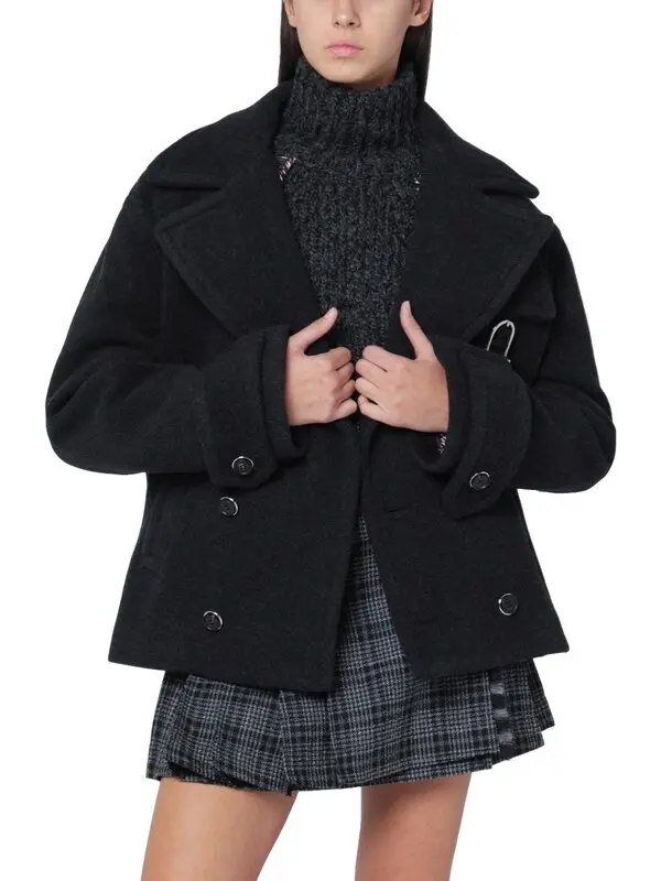 DURAZZI MILANO Dark Mélange Wool Coat - Grey