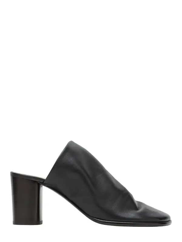 LEMAIRE Lambskin Block Heel Mules - Brown