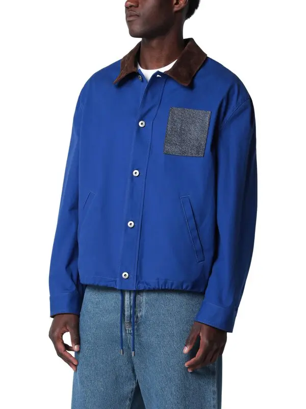 Loewe Long-sleeve Cotton And Leather Jacket - Blue