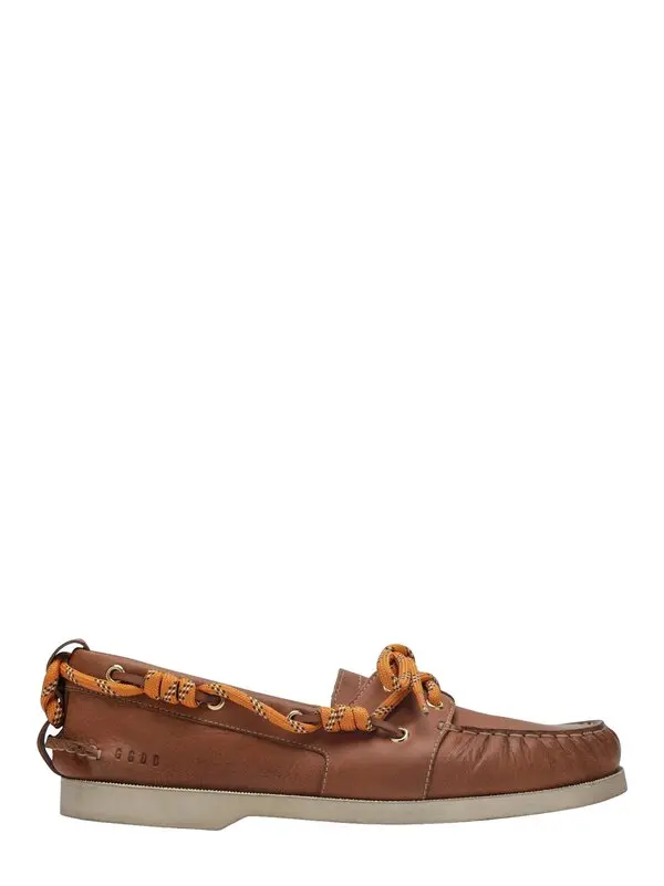 GOLDEN GOOSE Tobacco Leather Cruise Loafers With Orange Cord Detail - Brown