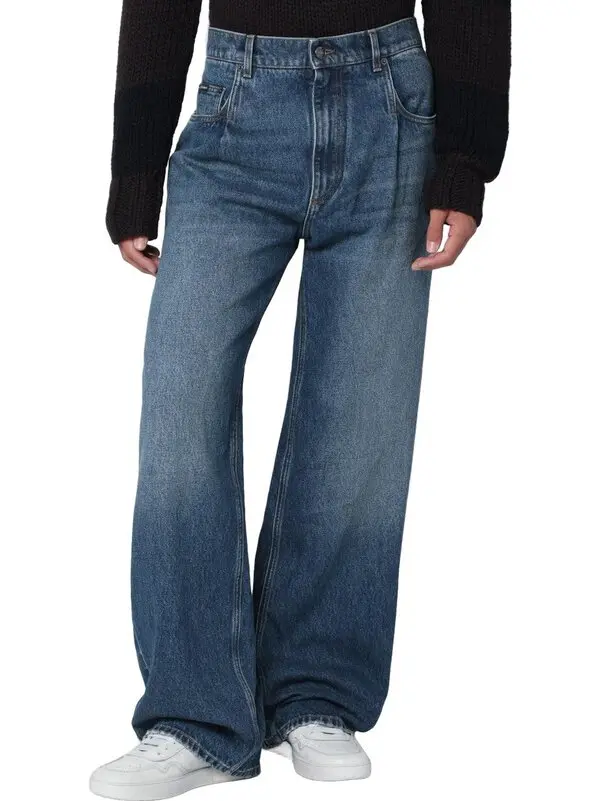 Dolce & Gabbana Washed Effect Cotton Denim Jeans - Blue
