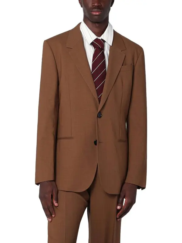 AMI Paris Hazelnut Single-breasted Wool Jacket - Brown
