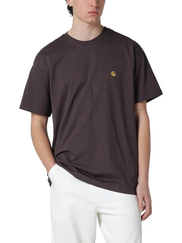 Carhartt Work In Progress S/s Chase T-shirt In Mud Color In Cotton - Grey