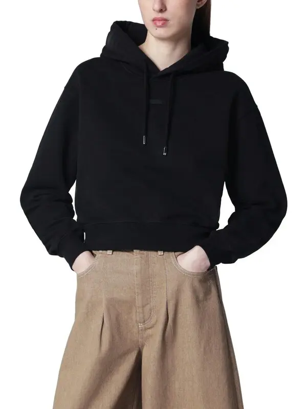Jacquemus Cropped Logo Hoodie - Black