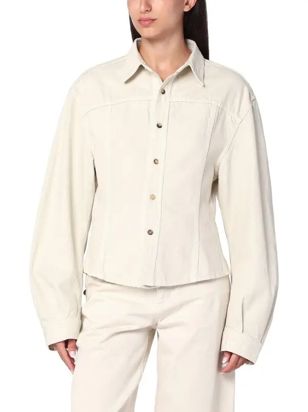 HAIKURE Ecru Denim Fitted Shirt - Beige