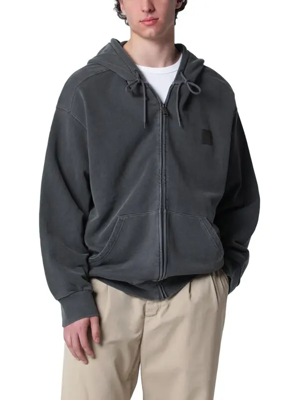 Carhartt Work In Progress Nelson Garment Dyed Zip-up Sweatshirt - Black