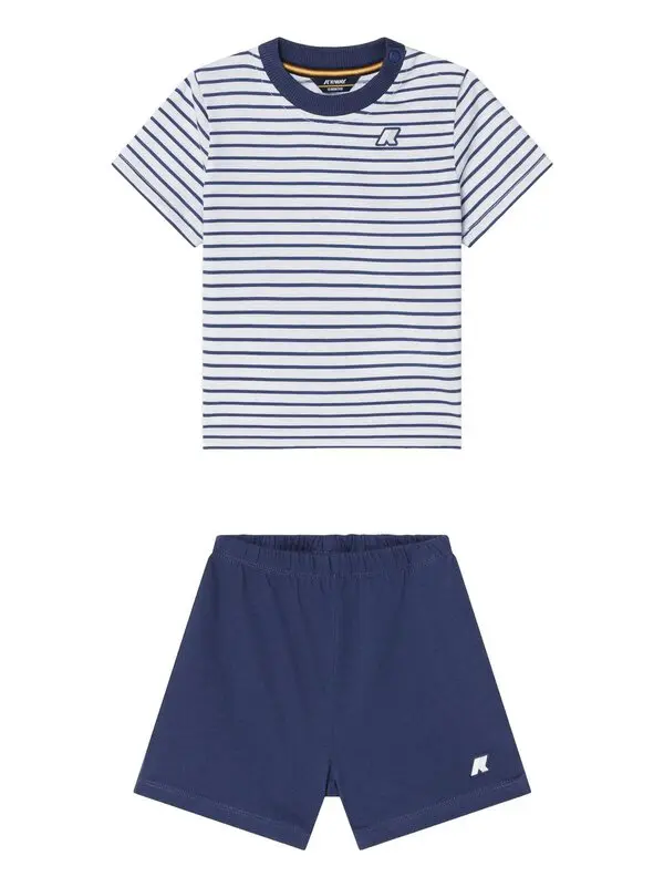 K-WAY Striped Cotton T-shirt And Shorts Set - Multicolor