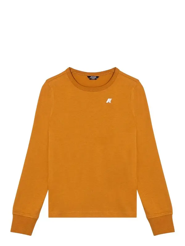 K-WAY Cotton Long Sleeve T-shirt With Logo Patch - Yellow