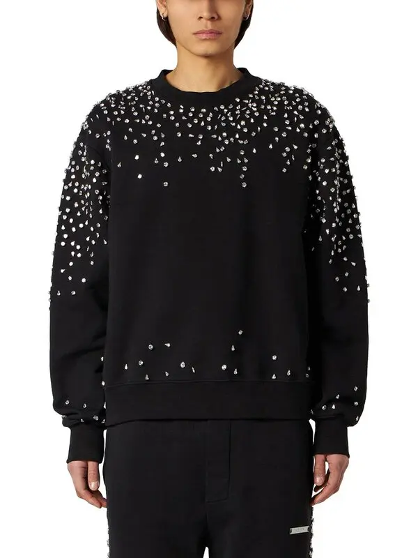 1989 STUDIO Embellished Crystal Crewneck Sweatshirt - Black