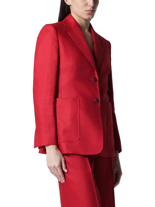 Max Mara Semi-fitted Single-breasted Linen Blazer - Red