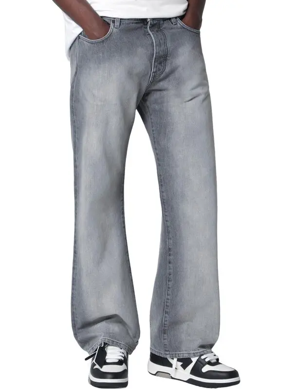OFF-WHITE™ Washed Cotton Denim Jeans - Grey