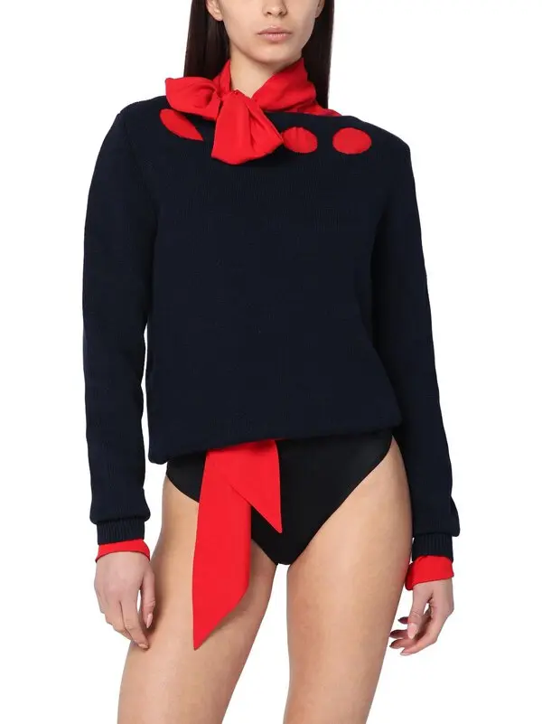 Prada Cotton Sweater With Geometric Details - Blue