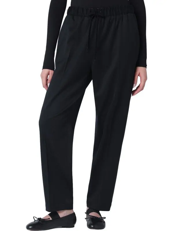 MAISON MARGIELA Wool Blend Trousers With Drawstring Waist - Black