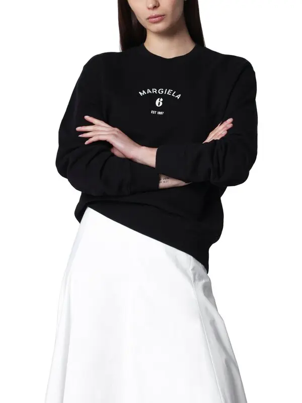 MAISON MARGIELA Numeric Signature Crewneck Sweatshirt In Cotton - Black
