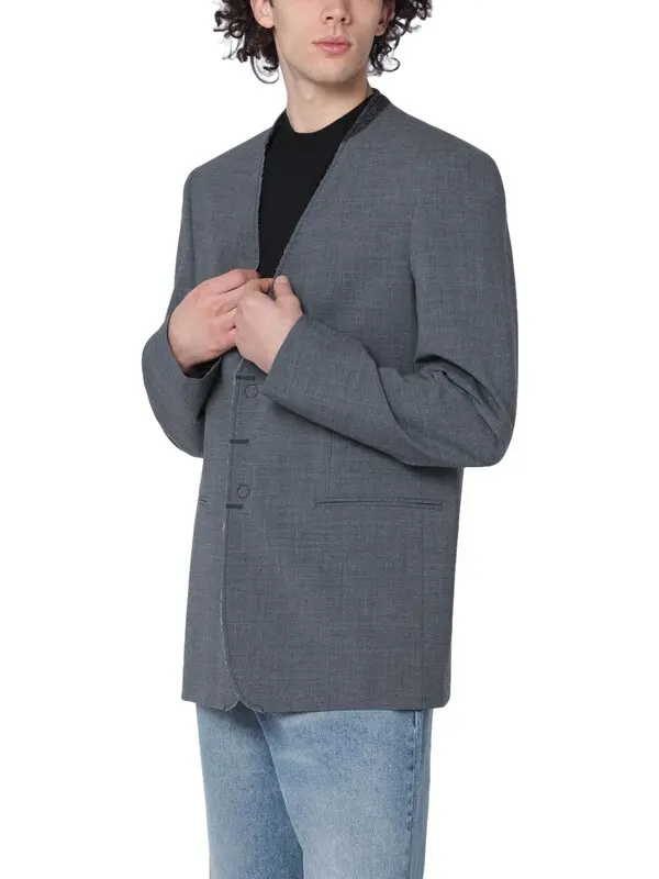 MAISON MARGIELA Mélange Wool-blend Single-breasted Jacket - Grey