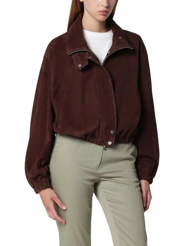 Nour Hammour Pia Suede Bomber Jacket - Brown