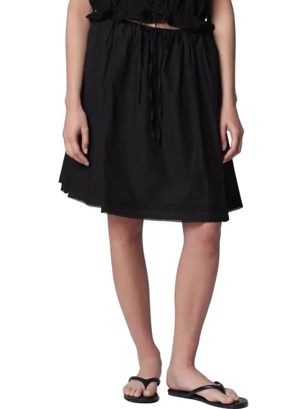 DUNST Cotton Midi Full Skirt - Black