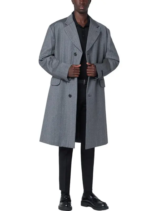 Prada Single-breasted Virgin Wool Coat - Grey