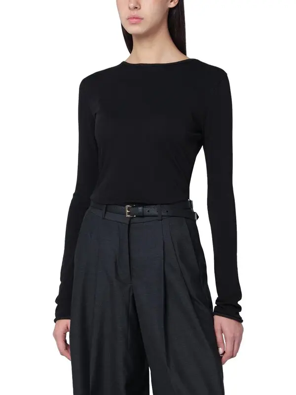 ENTIRE STUDIOS Cotton-blend Crewneck Top - Black