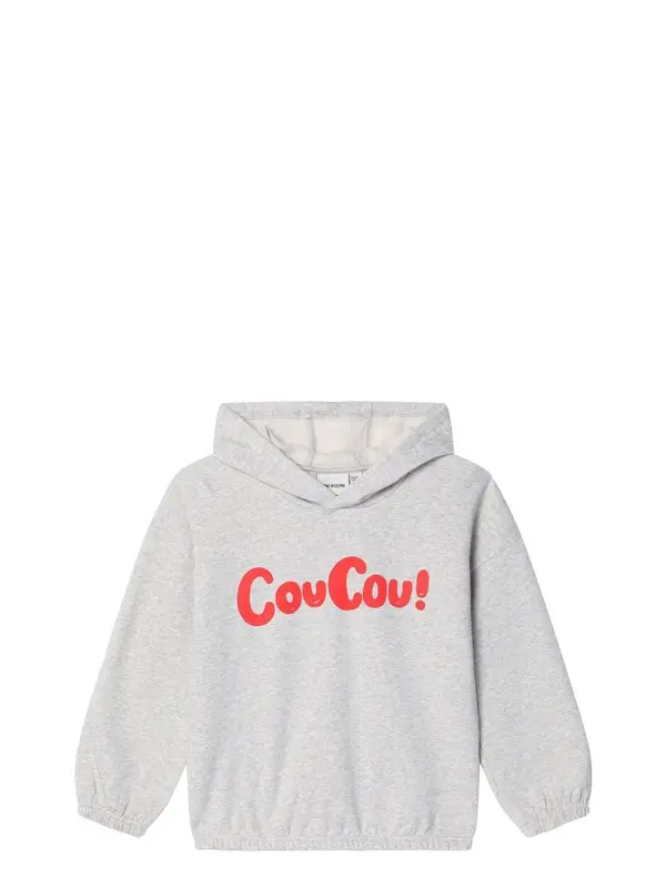 MINI RODINI Organic Cotton Hoodie With Front Print - Grey