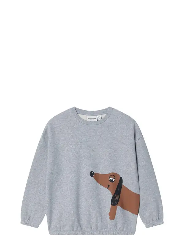 MINI RODINI Organic Cotton Dachshund Print Sweatshirt - Grey