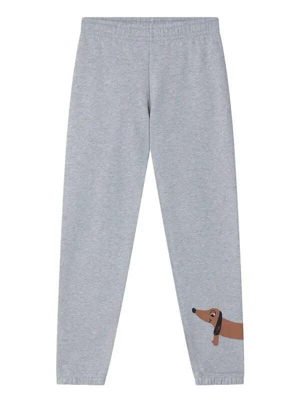 MINI RODINI Organic Cotton Jogging Trousers With Dachshund Print - Grey