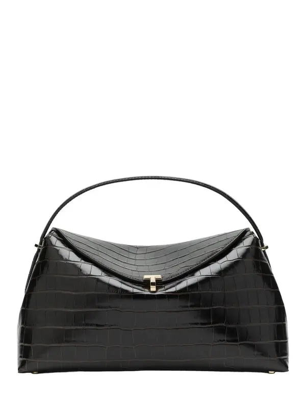 TOTEME Dark Crocodile-embossed Leather Handbag - Brown