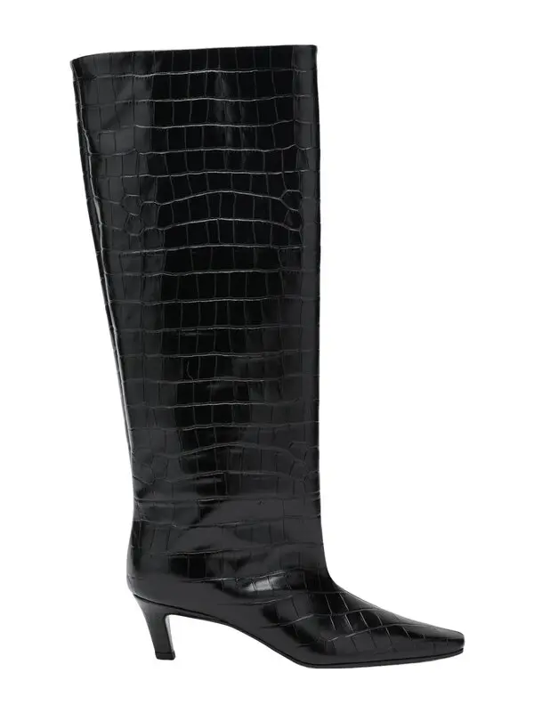 TOTEME Croc-embossed High Shaft Leather Boots - Black
