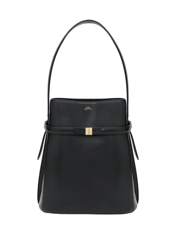 TOTEME Leather Bucket Bag With Strap - Black
