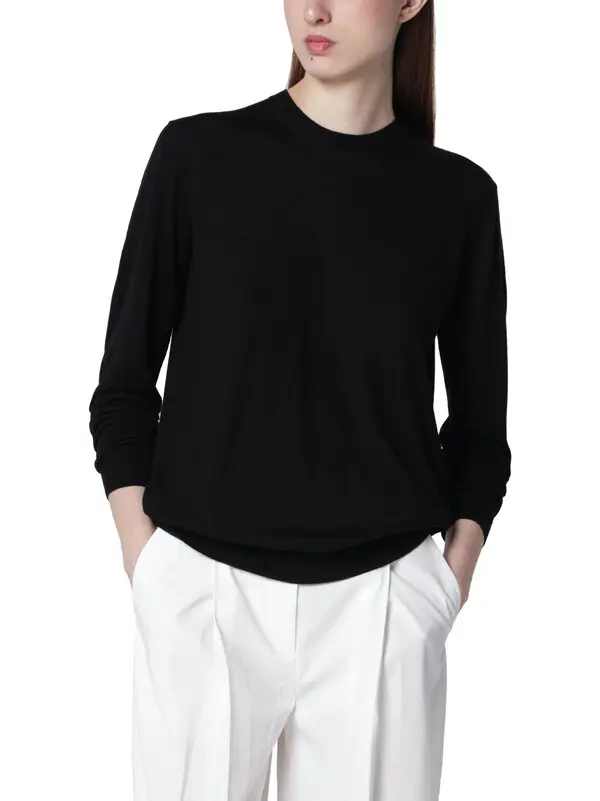 TOTEME Bewn Crewneck Sweater In Wool And Silk - Black