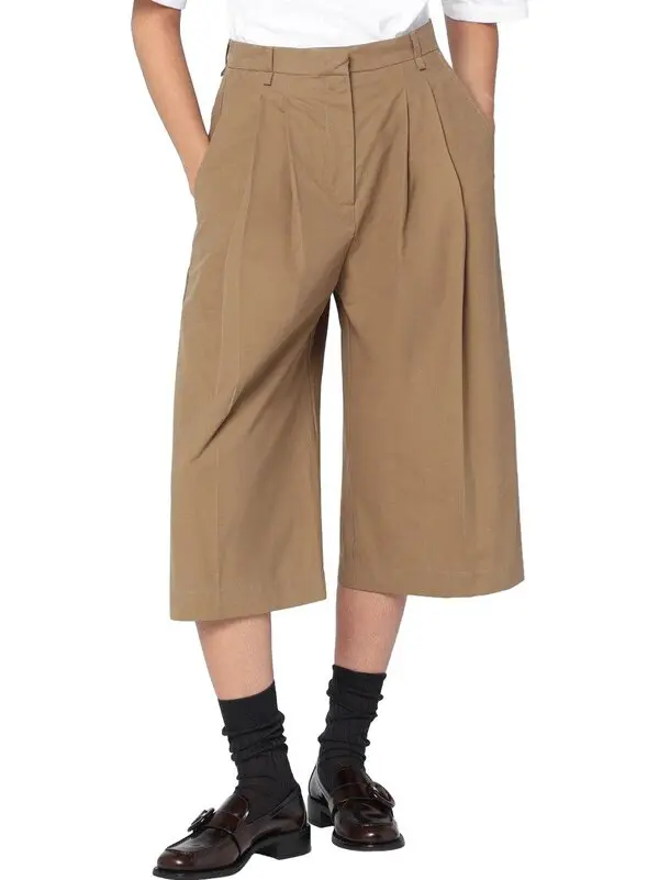 MKDT STUDIO Cotton Long Bermuda Shorts - Beige