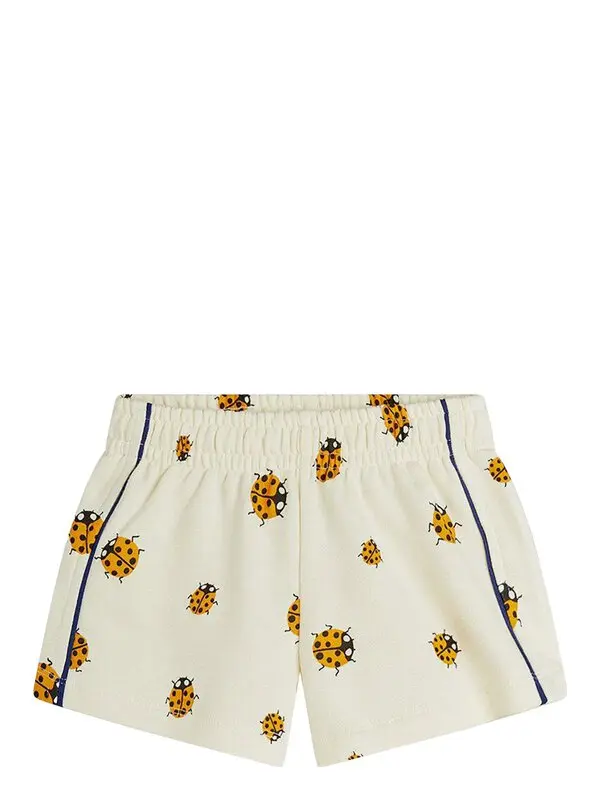 MINI RODINI Organic Cotton Shorts With Ladybug Print - White