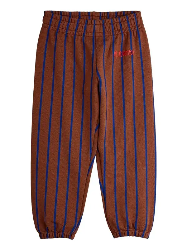MINI RODINI Striped Cotton Jogging Trousers - Brown