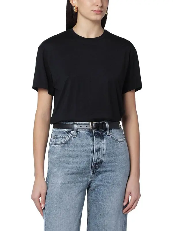 TOTEME Organic Cotton-blend Crewneck T-shirt - Black