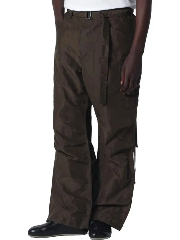 Sacai Khaki Nylon Cargo Trousers - Green