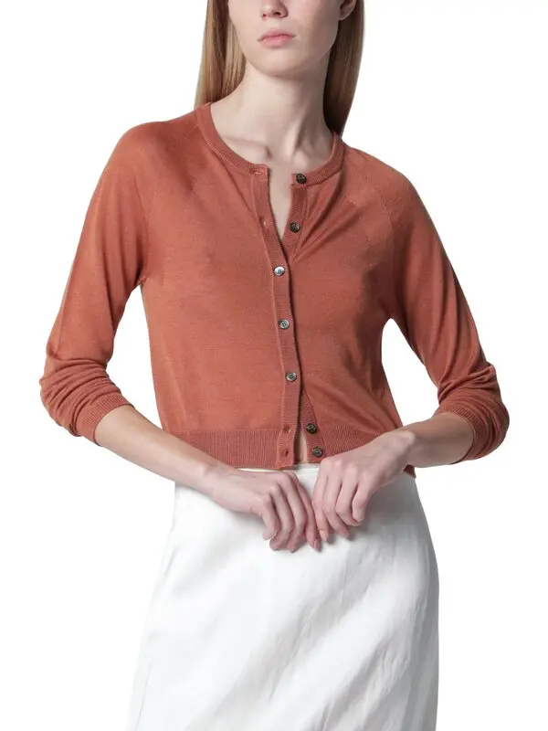 ROBERTO COLLINA Cashmere And Silk Cardigan - Brown