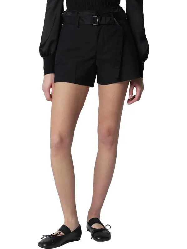 Sacai Wool-blend Belted Shorts - Black